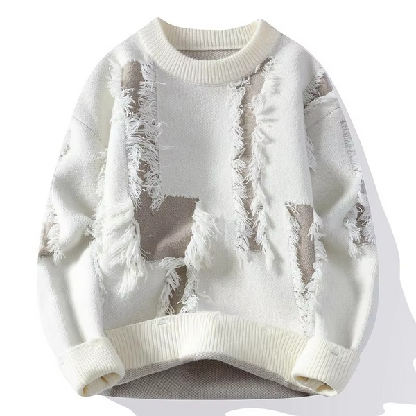 Men's Ripped Knit Sweater Loose Fit Crew Neck Pullover – ForestFieldFashion
