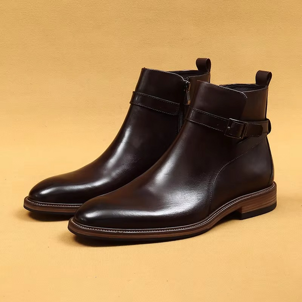 British Pointed Toe Genuine Leather Chelsea Boots for Men ...