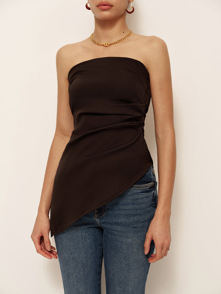 Asymmetrical Ruched Skinny Tube Top – ForestFieldFashion