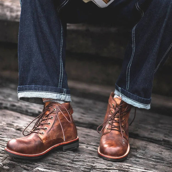 Men's Ankle Leather Lace Up Boots – ForestFieldFashion