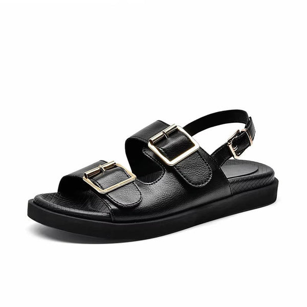 Leather Platform Buckle Sandals – ForestFieldFashion