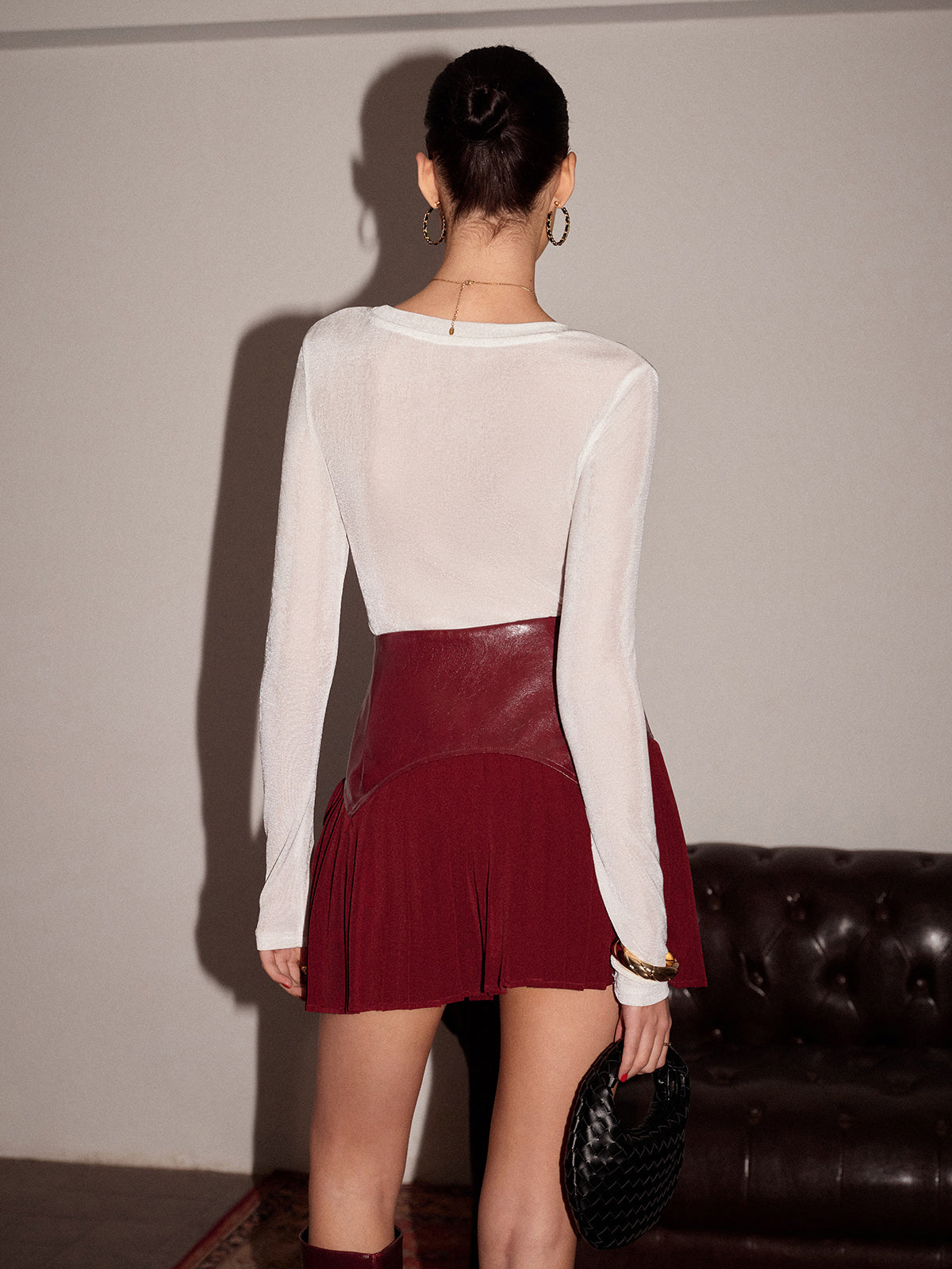 Faux Leather Pleated Panel Mini Skirt – ForestFieldFashion
