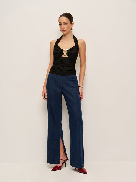 Heart Detail Ruched Halter Top – ForestFieldFashion