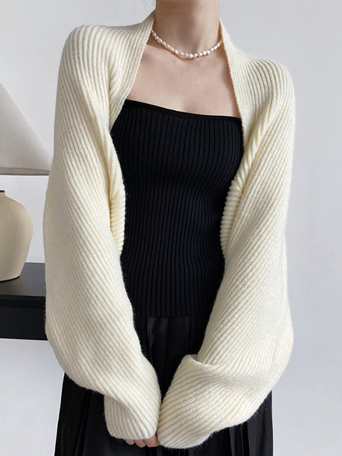 Solid Open-Front Shrug Sweater – ForestFieldFashion