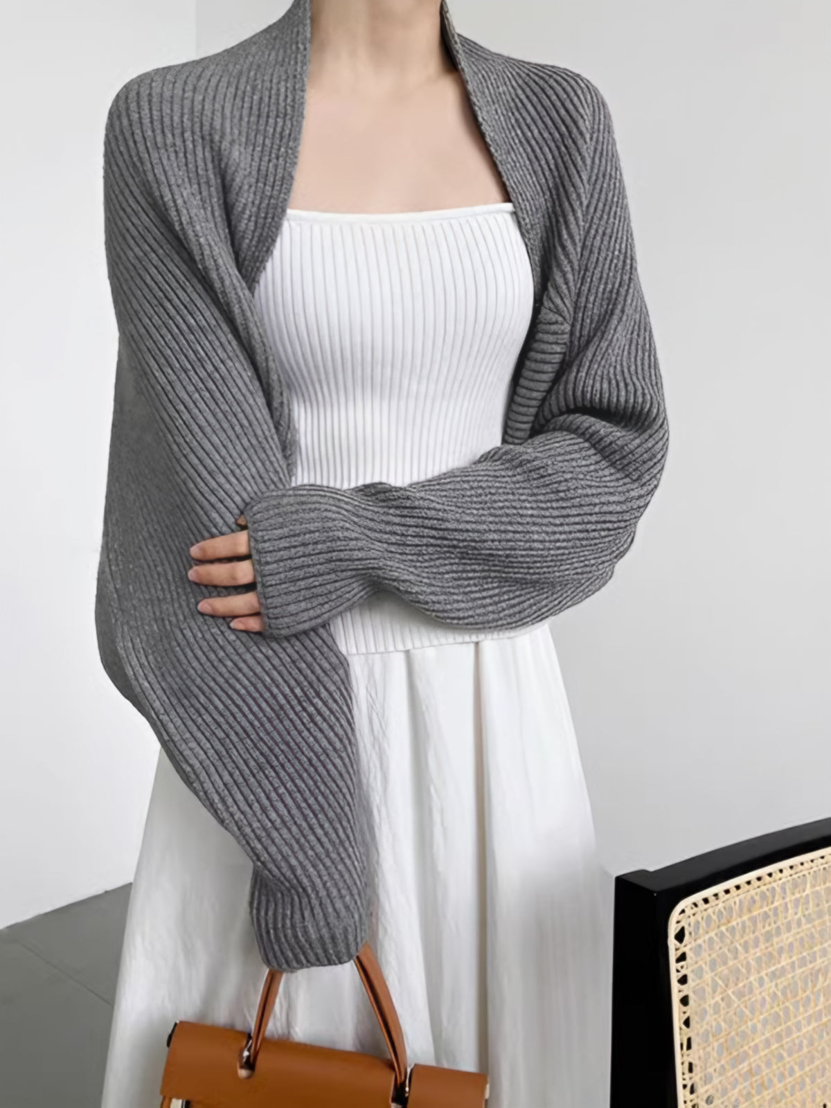 Solid Open-Front Shrug Sweater – ForestFieldFashion